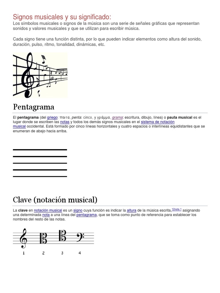 Signos Musicales y Su Significado | PDF | Notación musical | Clave