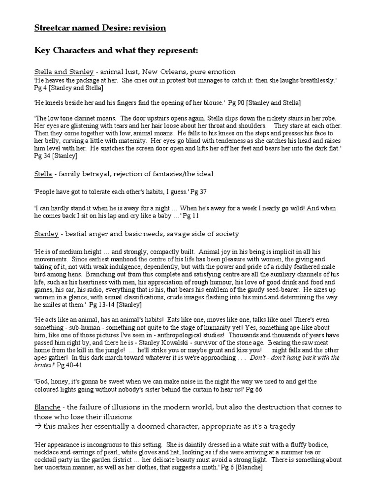 Streetcar Named Desire Revision | PDF
