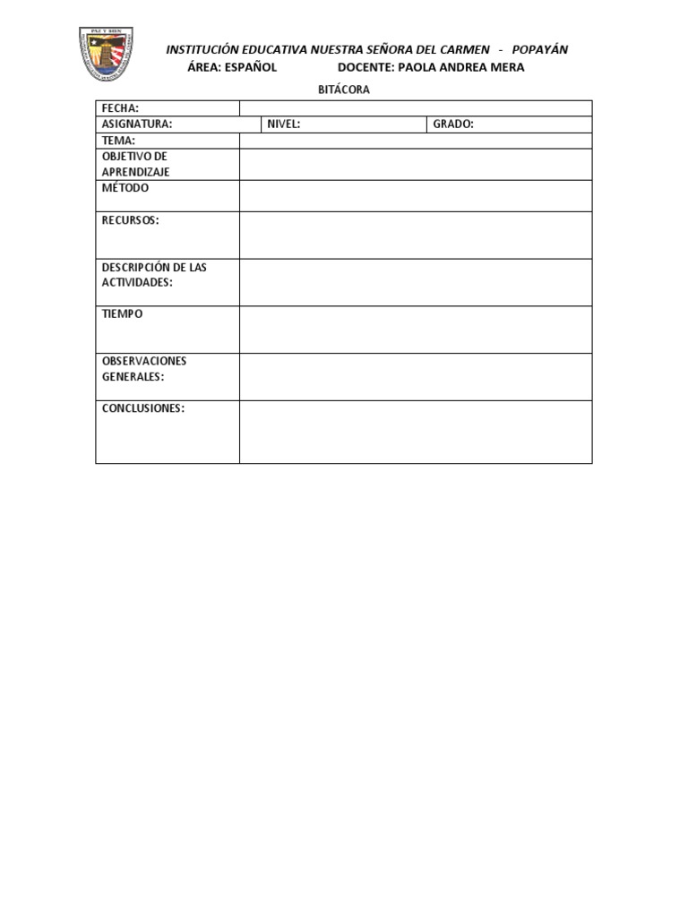 Estructura de Una Bitácora PDF | PDF