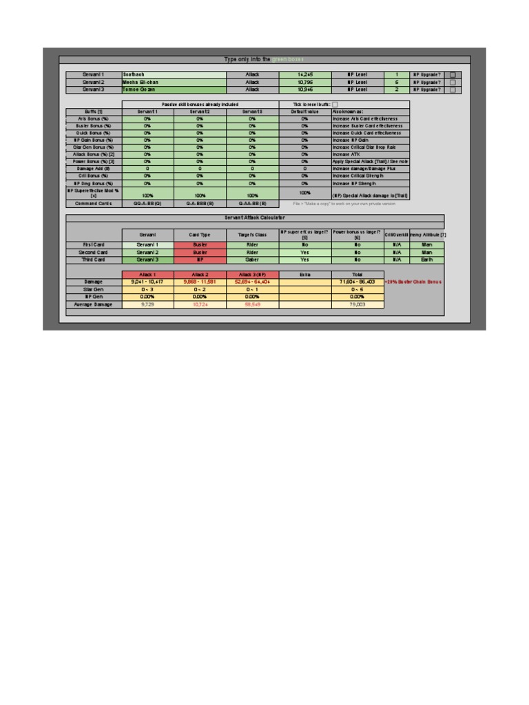 FGO Calculator v1.36 | PDF | Sports | Leisure