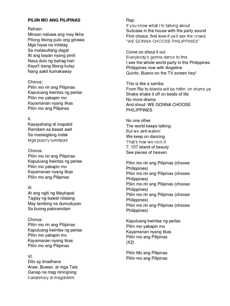 Piliin Mo Ang Pilipinas | PDF