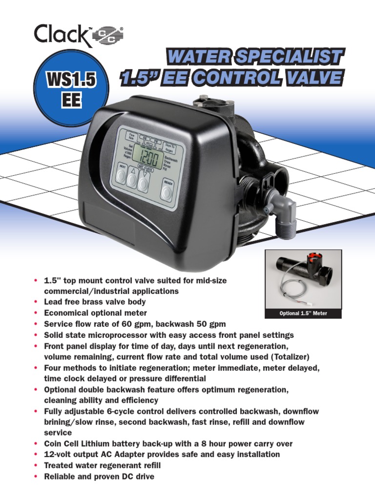 H T-Valvula CLACK WS 1.5EE Con Medidor | PDF | Flow Measurement | Valve