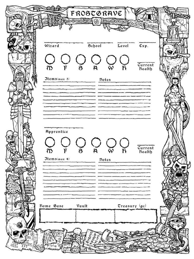 Frostgrave - Fan Creation - Custom Character Sheets | PDF