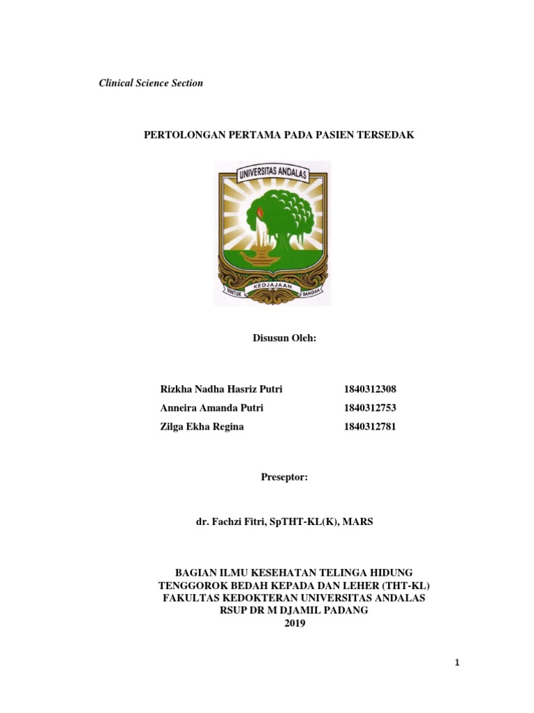 Referat Pertolongan Pertama Pada Pasien Tersedak | PDF Referat Pertolongan Pertama Pada Pasien Tersedak | PDF