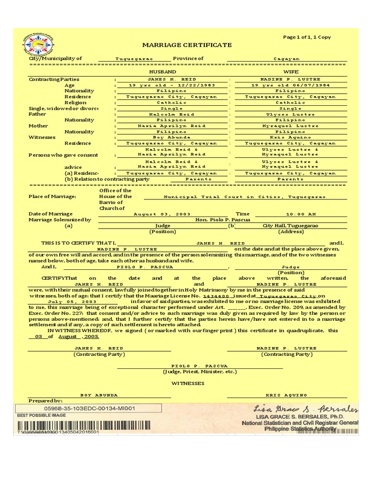 Marriage Cert 1 | PDF | Marriage | Interpersonal Relationships