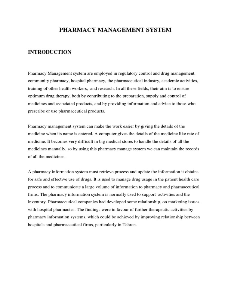 Pharmacy Management System Streamlines Drug Records | PDF