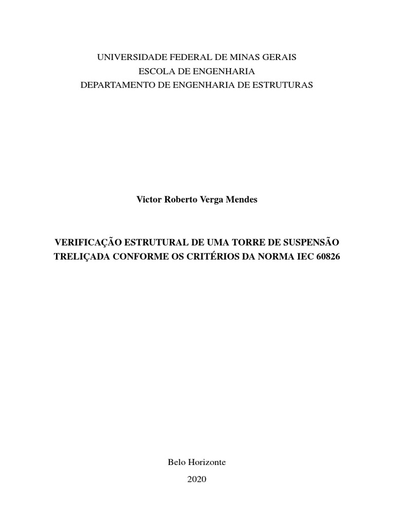 Verificação estrutural de uma torre de suspensão treliçada conforme os ...