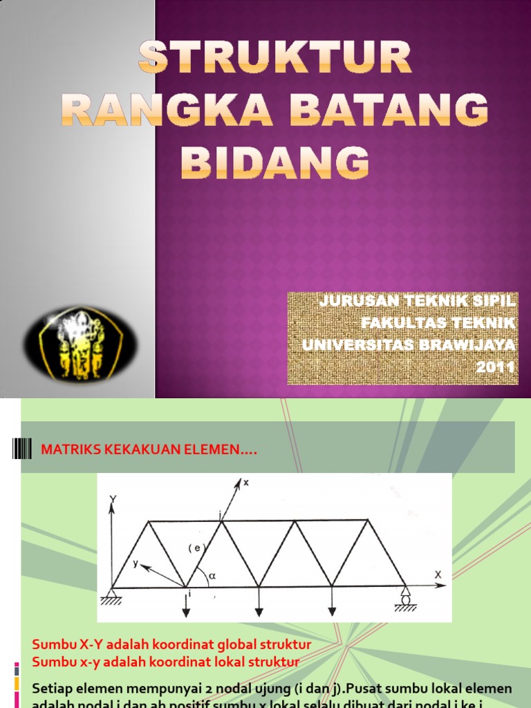 Matriks Kekakuan Struktur Rangka Batang Bidang | PDF