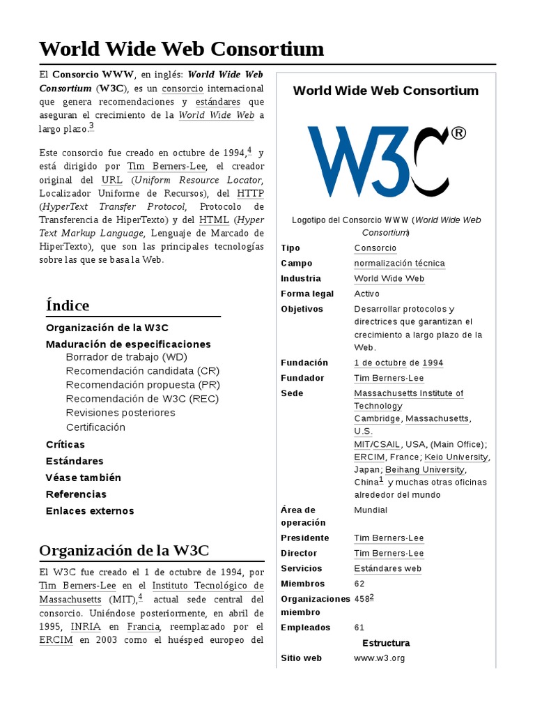 World Wide Web Consortium | PDF | Consorcio Mundial de la red | Desarrollo de software