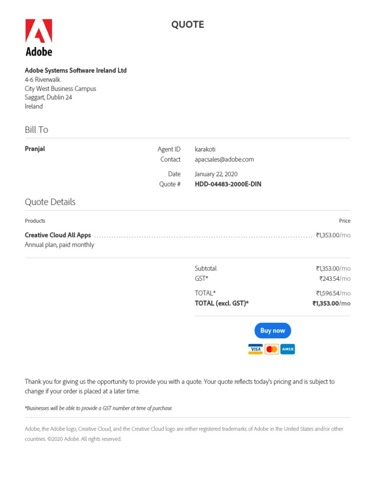 Adobe Quote | PDF | Computer Related Introductions | Digital Technology