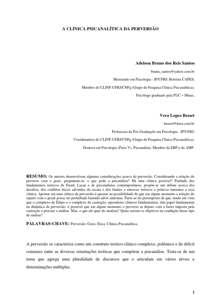 A Clnica A Da Perverso - Ufmg | PDF | Psicanálise | Sigmund Freud