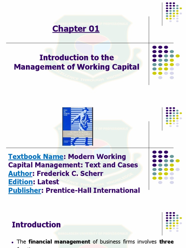 Chapter 01 Introduction To The Management of Working Capital | PDF ...