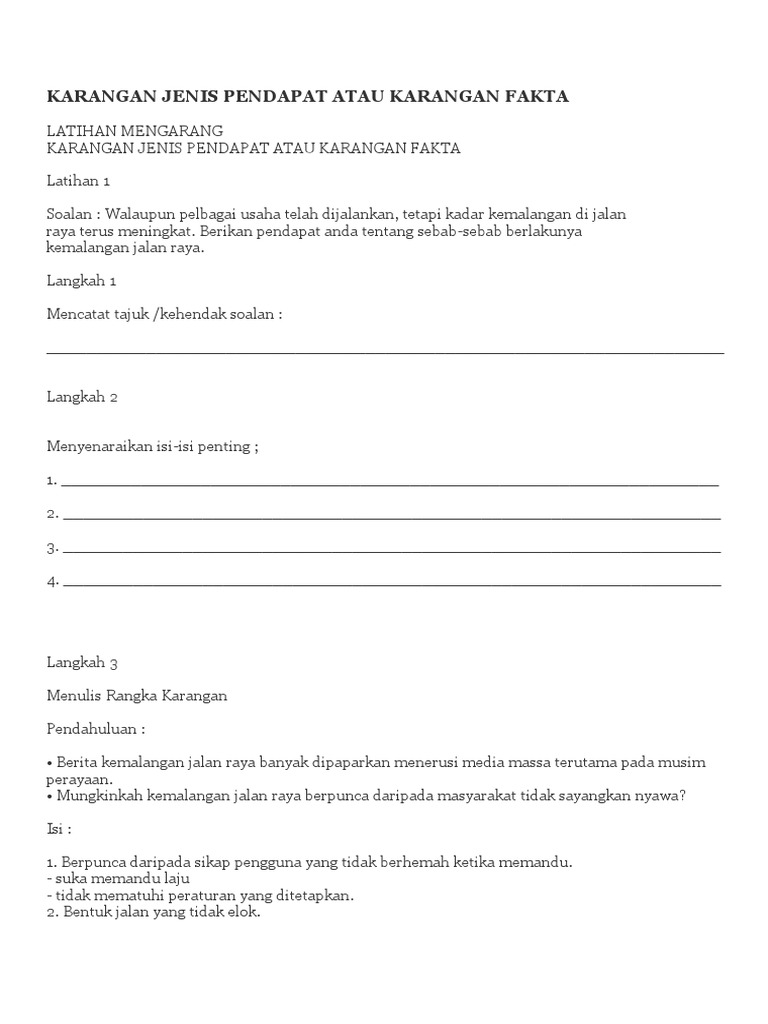 Contoh Karangan - Jenis - Pendapat - Atau - Karangan - Fa | PDF