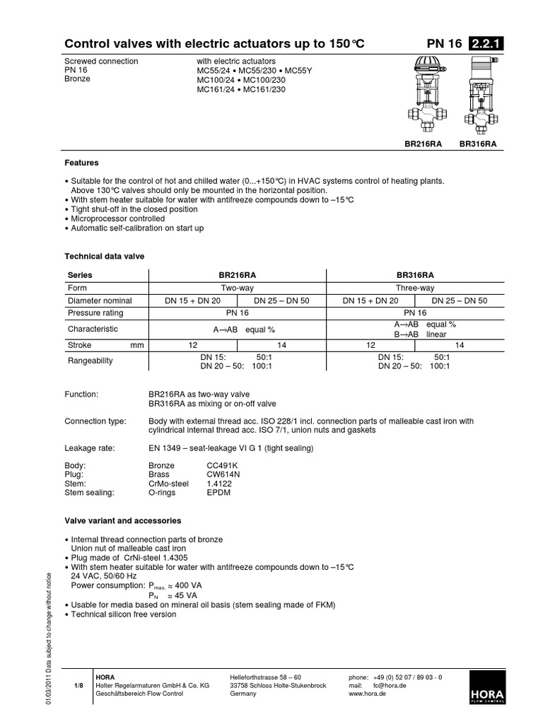 1211K Br216ra MC55 MC160 en | PDF | Valve | Actuator