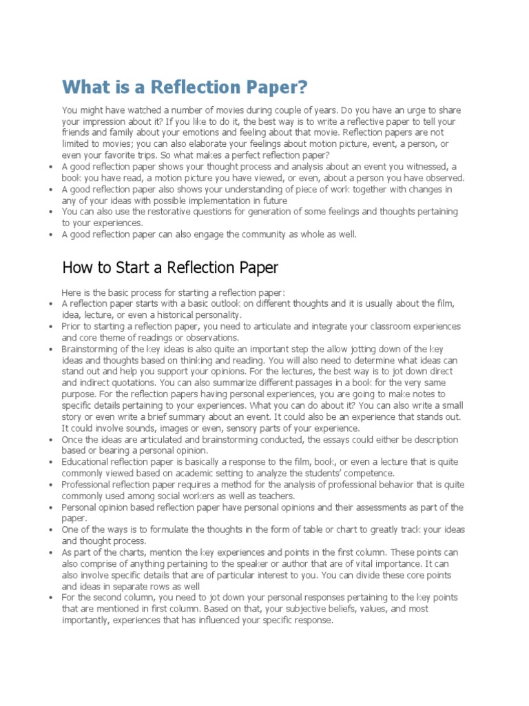 Reflection Paper | PDF | Brainstorming | Emotions