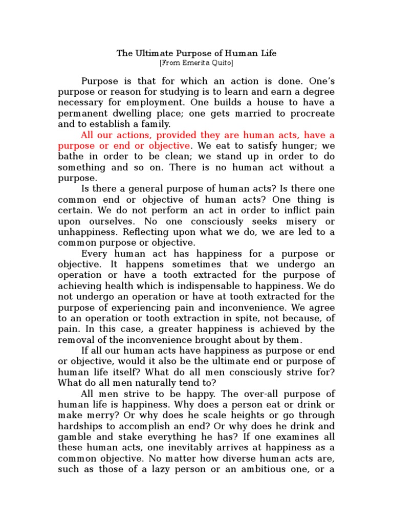 The Ultimate Purpose of Human Life | PDF | Contentment | God