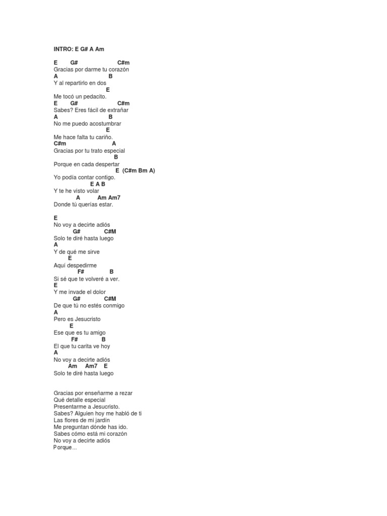 No voy a decirte adiós: letra y acordes | PDF