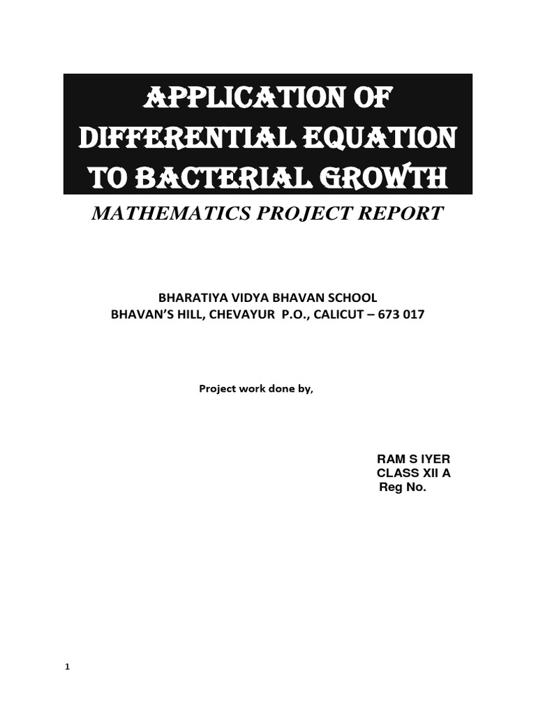 Bacterial Growth via Differential Equations | PDF | Differential ...