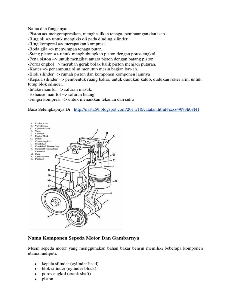 Komponen dan Fungsi Mesin Sepeda Motor | PDF | Bisnis | Teknologi ...