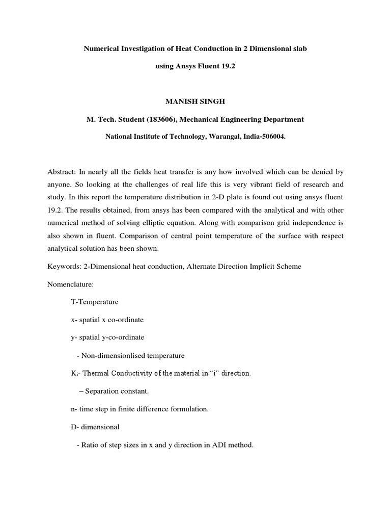 2D Heat Conduction Analysis in ANSYS | PDF | Thermal Conduction | Heat ...