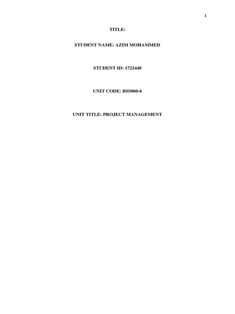 Project Management Assignment 1 | PDF | Risk Management | Project ...