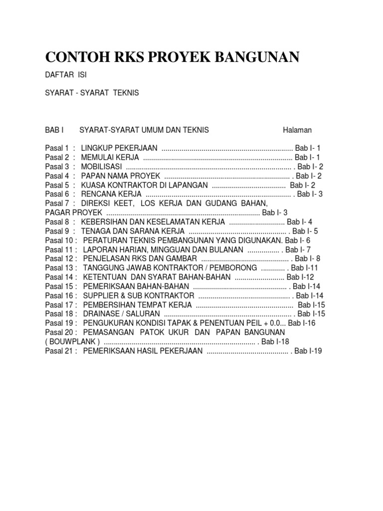 Contoh RKS Proyek Bangunan Gedung | PDF | Teknologi & Rekayasa
