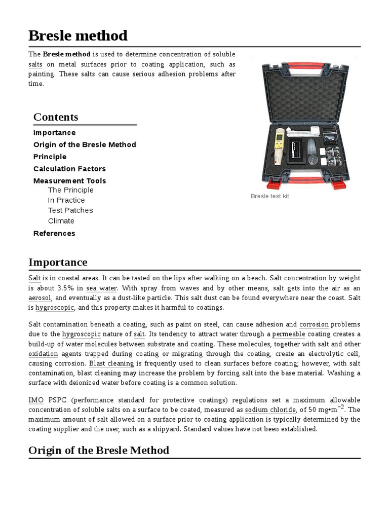 Bresle Method | PDF | Chemistry | Physical Sciences