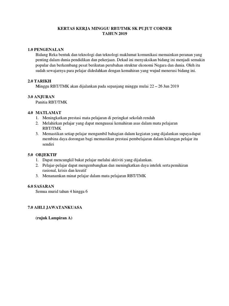 Kertas Kerja Minggu RBT-TMK | PDF