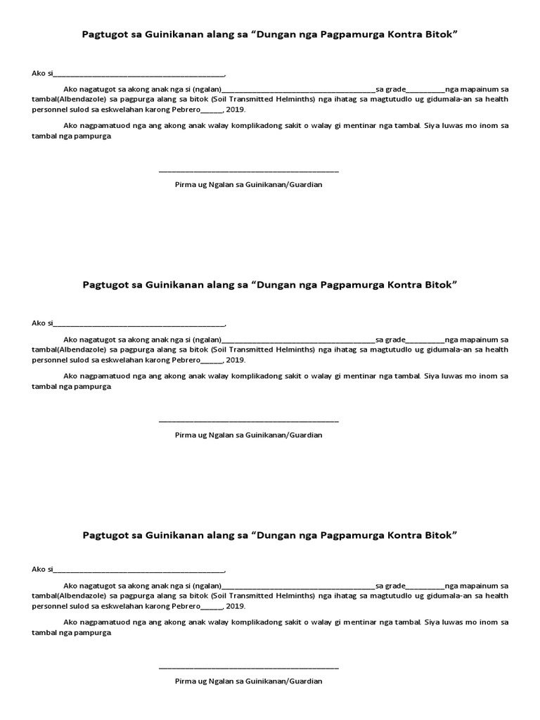Pagtugot Sa Guinikanan Alang Sa Purga | PDF