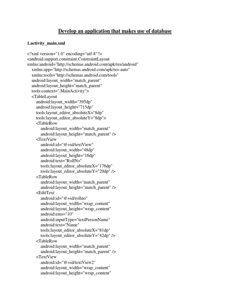 Develop An Application That Makes Use of Database | PDF | Android ...