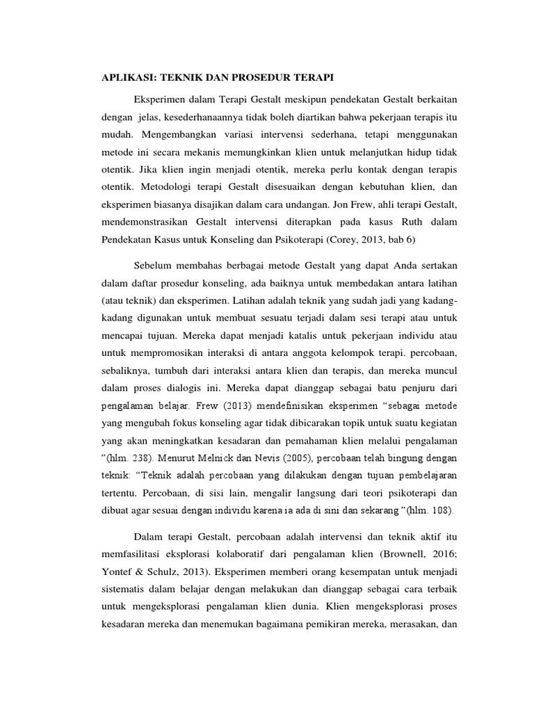 Aplikasi Teknik Dan Prosedur Terapi Gestalt | PDF