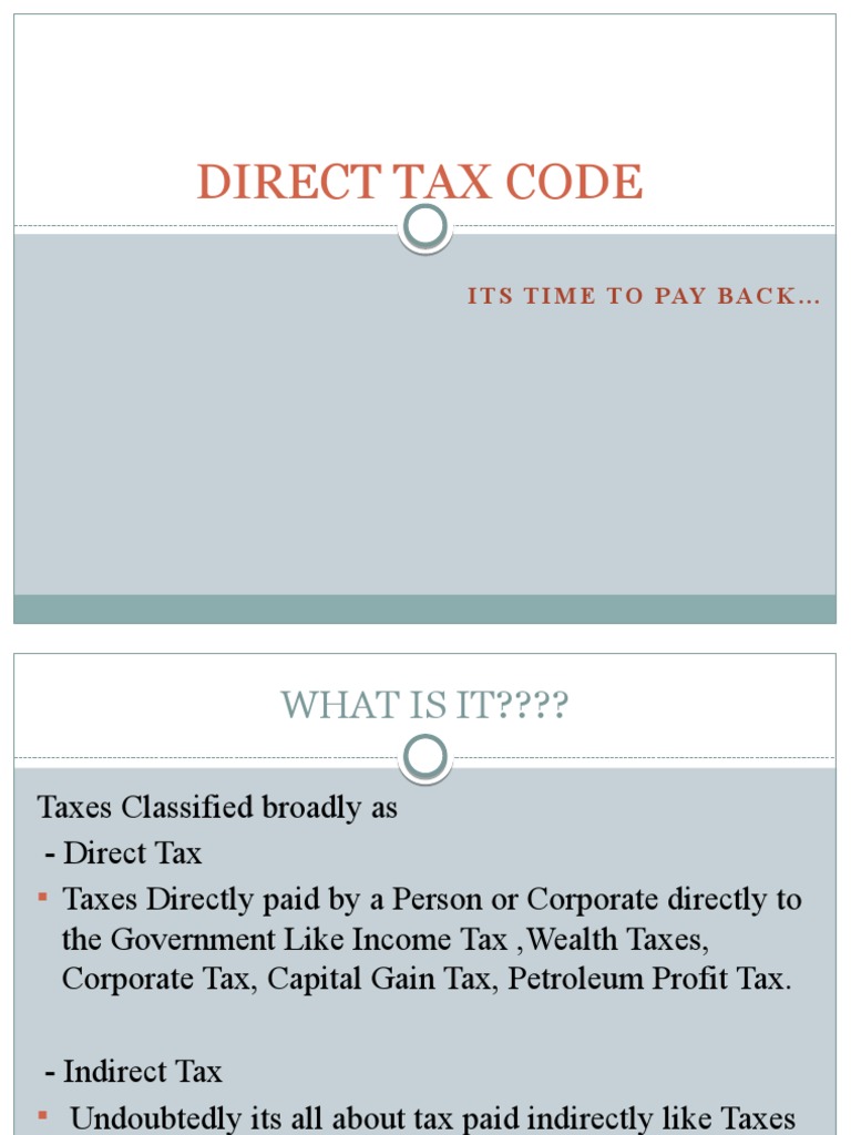 Direct Tax Code | PDF | Taxes | Loans