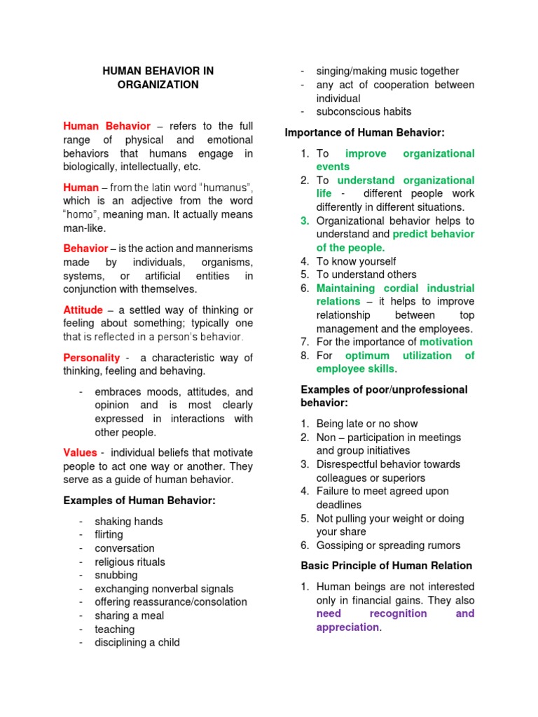 Human Behavior Notes | PDF | Leadership | Motivation