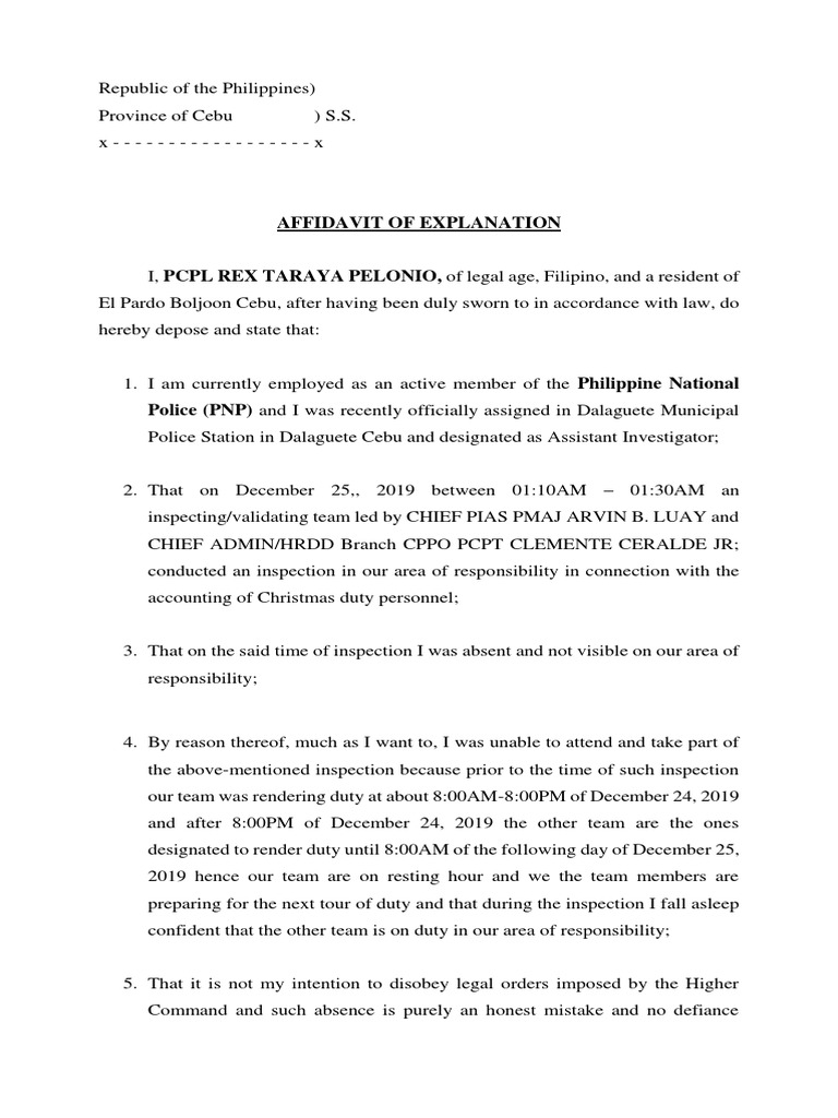 Affidavit of Explanation | PDF | Affidavit | Common Law