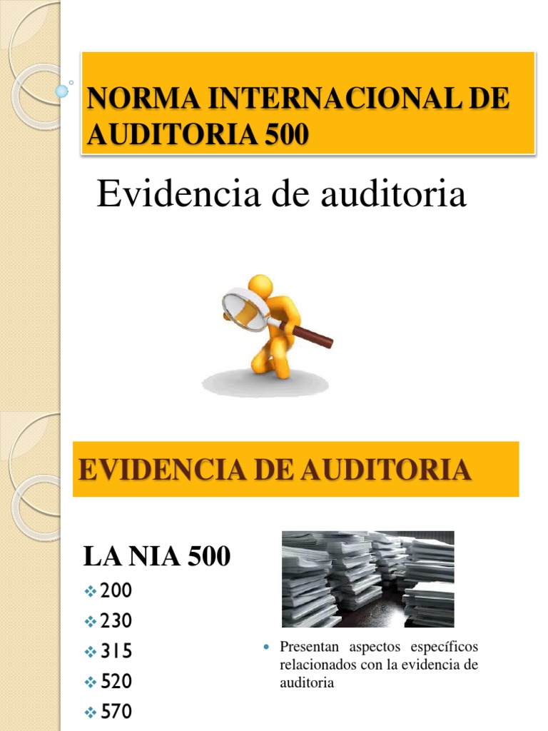 NIA 500 Diapositivas | PDF | Auditoría | Contralor