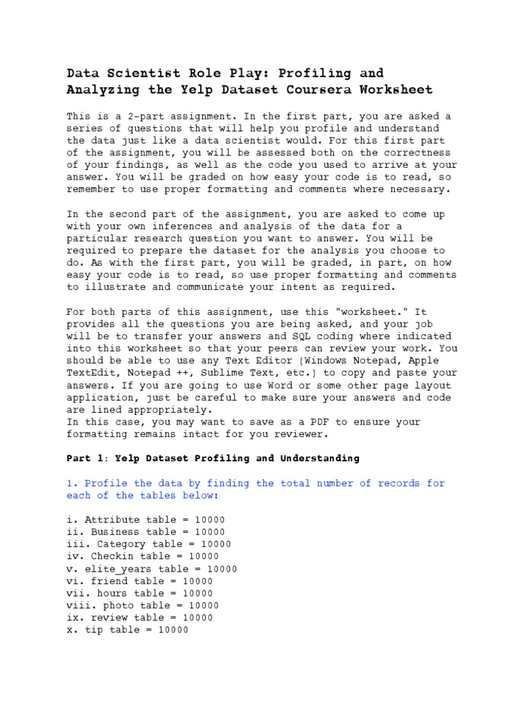 Yelp Dataset SQL Lookup PDF | Download Free PDF | Data Management | Computer Data
