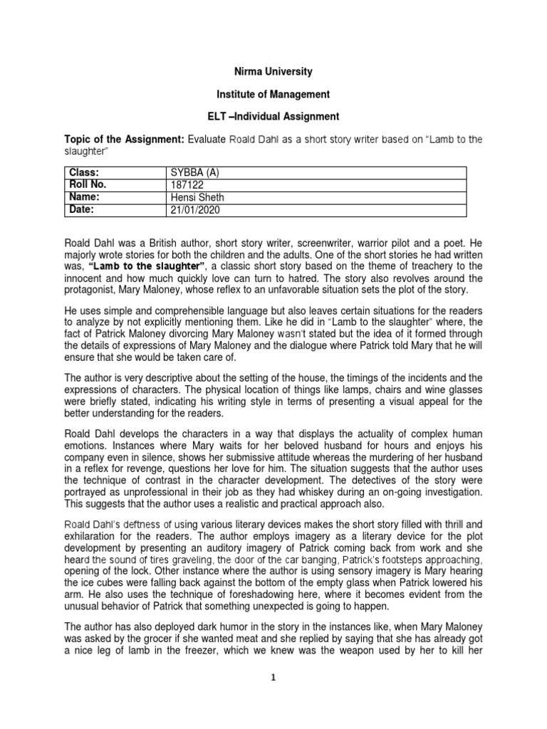 Lamb To The Slaughter Patrick Maloney