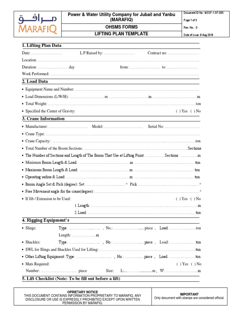Lifting Plan Template | PDF | Crane (Machine) | Nature