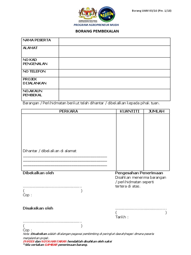 Lampiran 6 - BORANG PEMBEKALAN | PDF