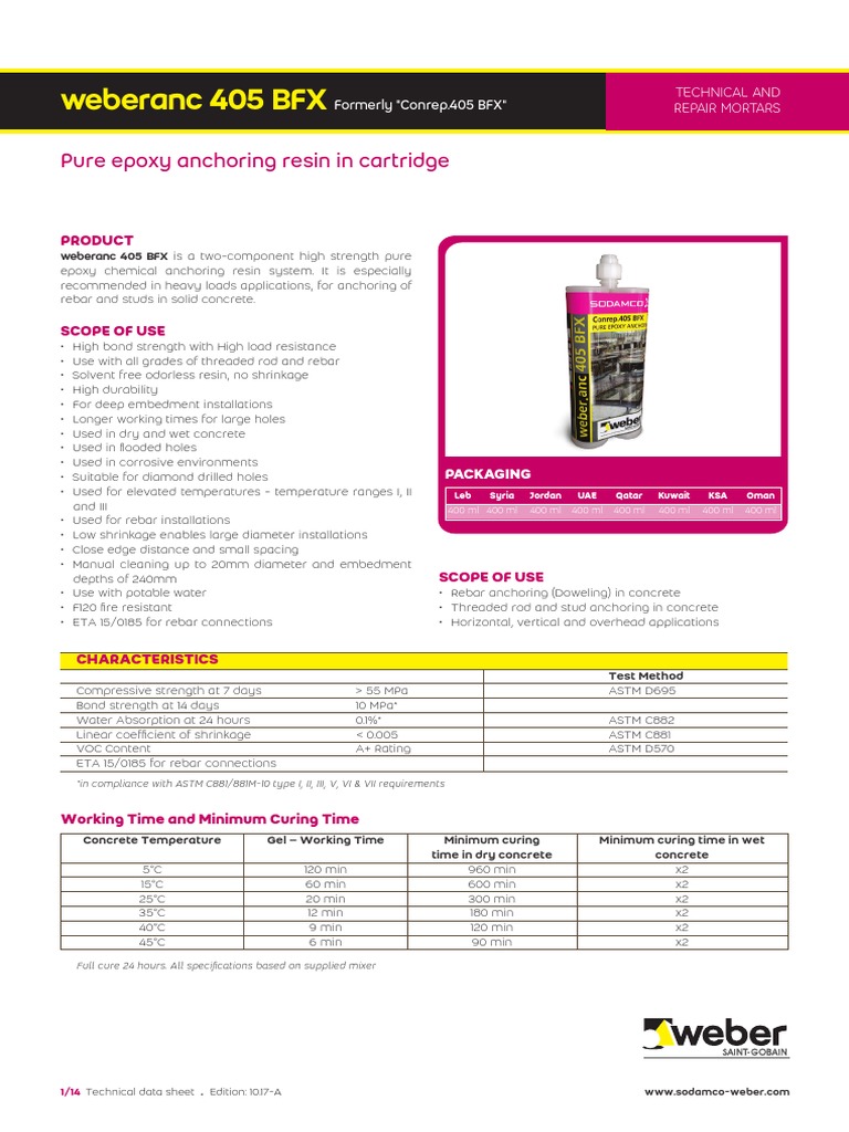 Weberanc 405 BFX | PDF | Epoxy | Concrete