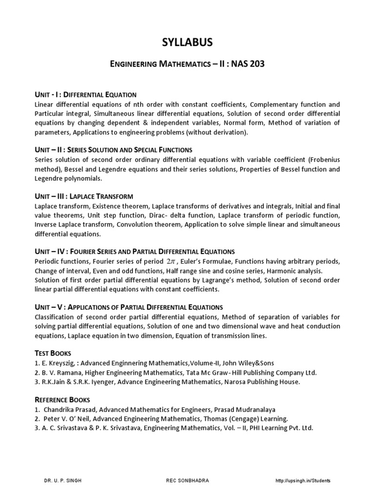 Engineering Mathematics 2 PDF | PDF | Differential Equations | Partial ...