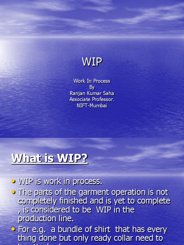 Wip PDF | PDF | Inventory | Production And Manufacturing