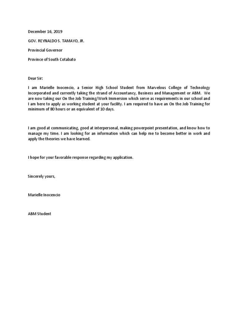 Application Letter | PDF | Cognitive Science | Behavior Modification