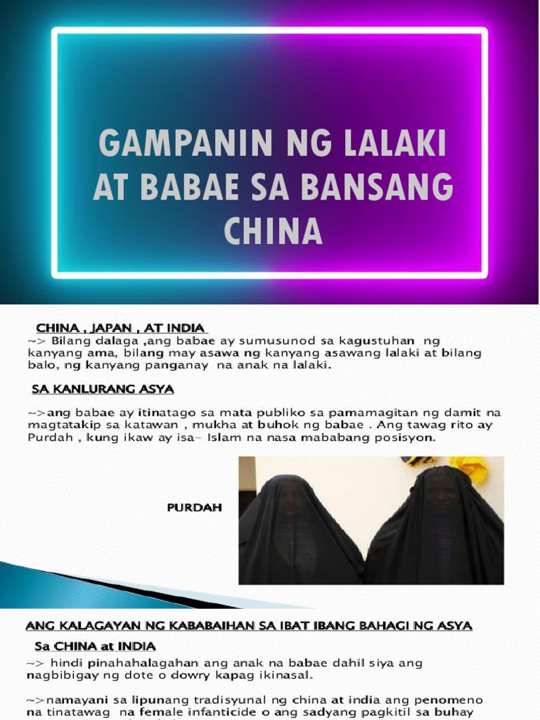 Gampanin NG Lalaki at Babae Sa Bansang China | PDF
