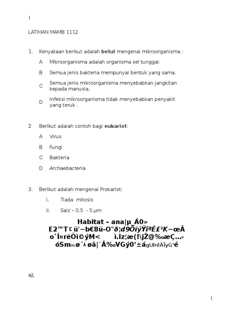Latihan MCQ Mamb | PDF | Microorganism | Epidemiology