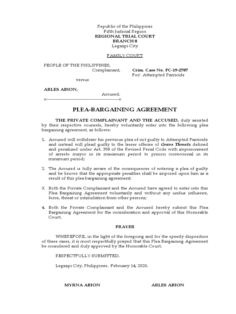 Plea Bargain Agreement | PDF