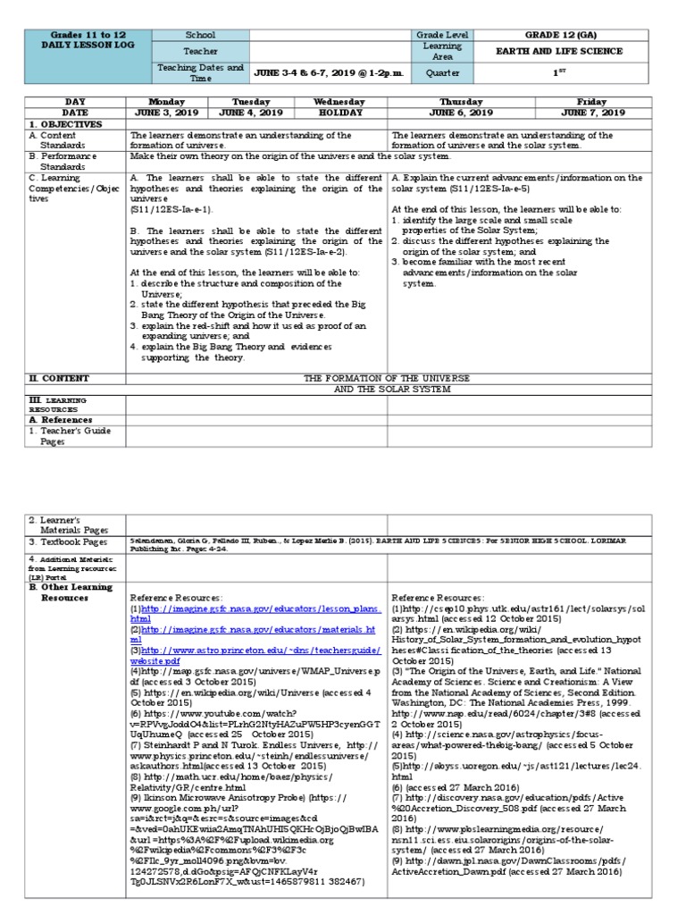 DLL in Earth & Life Sciences Week 1 | PDF | Universe | Physical Cosmology
