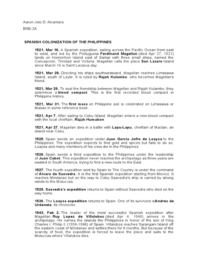 Timeline Of Colonization In The Philippines