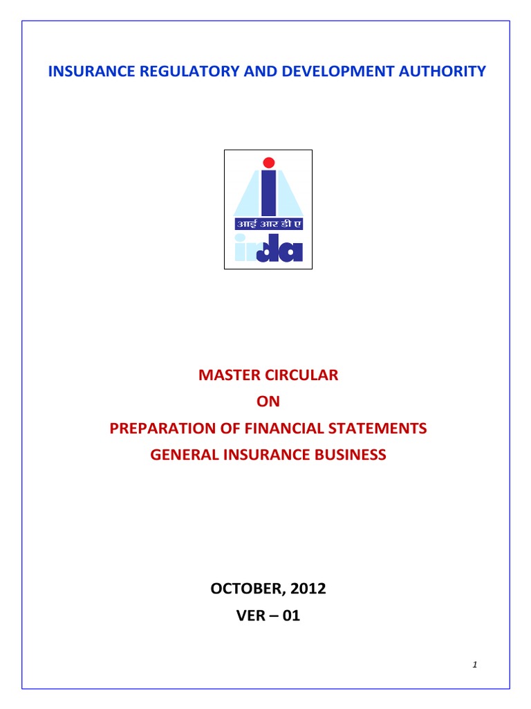 Master Circular on Financial Statements for General Insurance | PDF ...