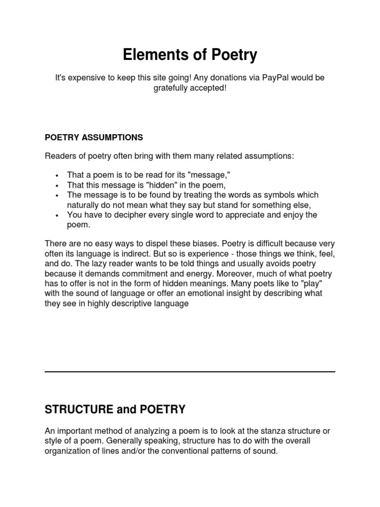 Elements of Poetry | PDF | Poetry | Metre (Poetry)